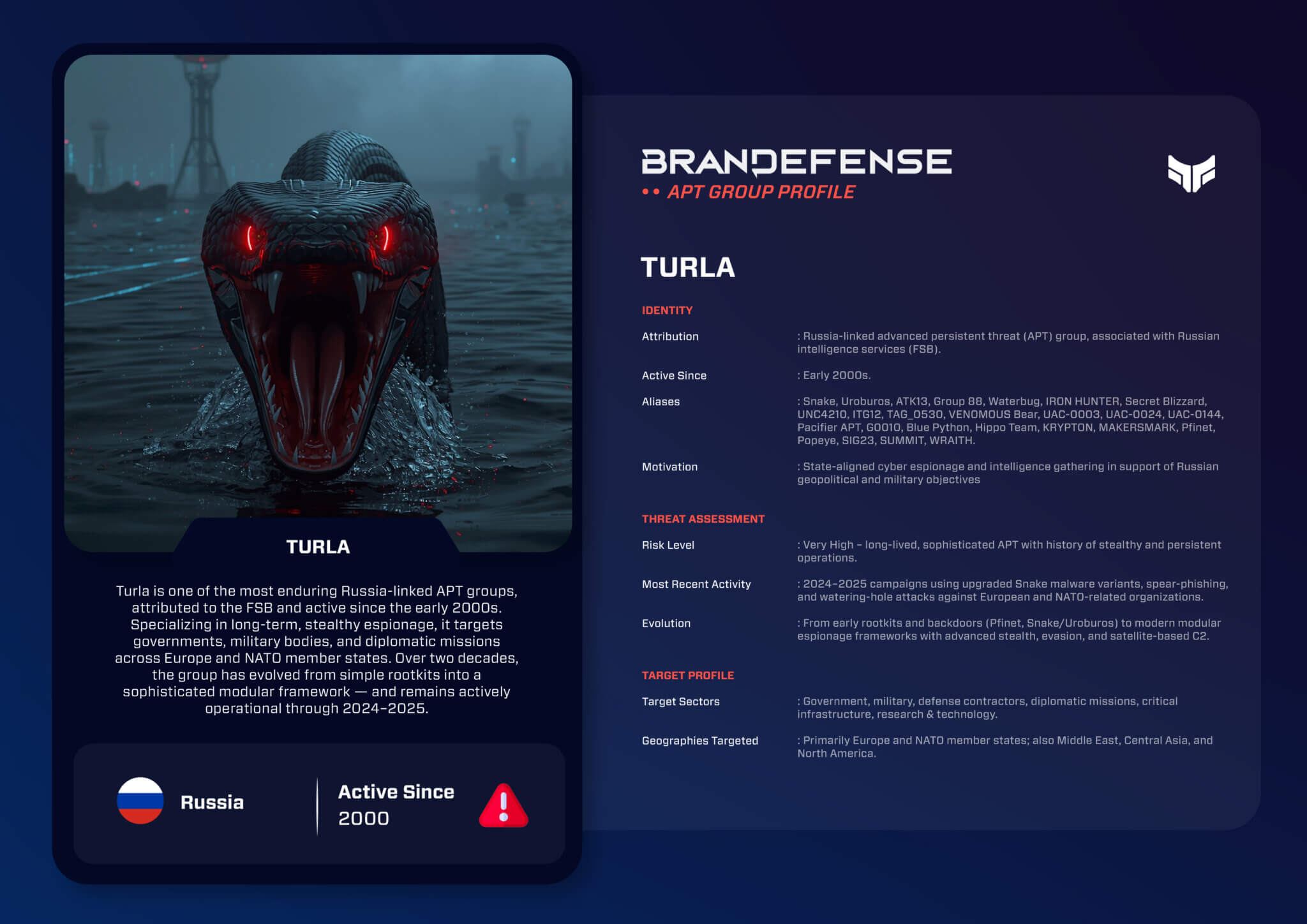 Turla APT: Russia’s Longstanding Cyber Espionage Powerhouse - Brandefense